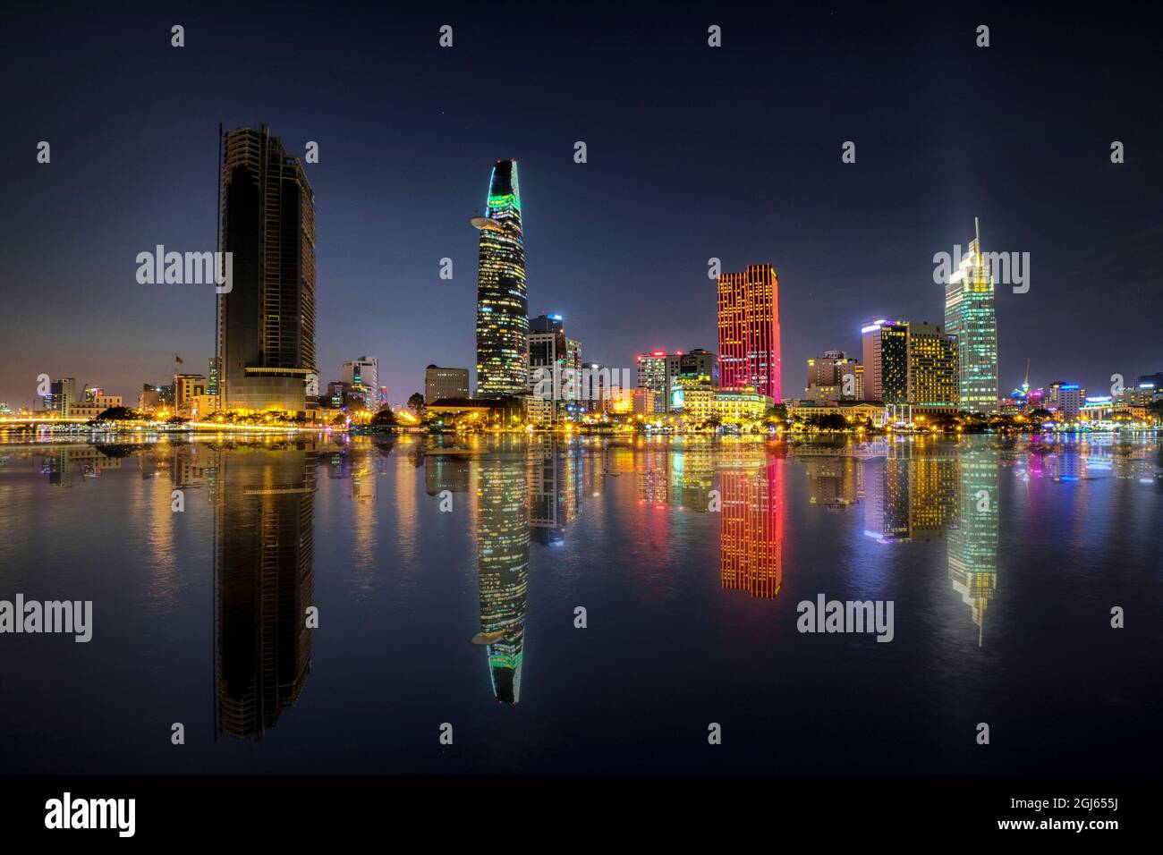 Saigon Harbor. River skyline at night. Vietnam Stock Photo - Alamy