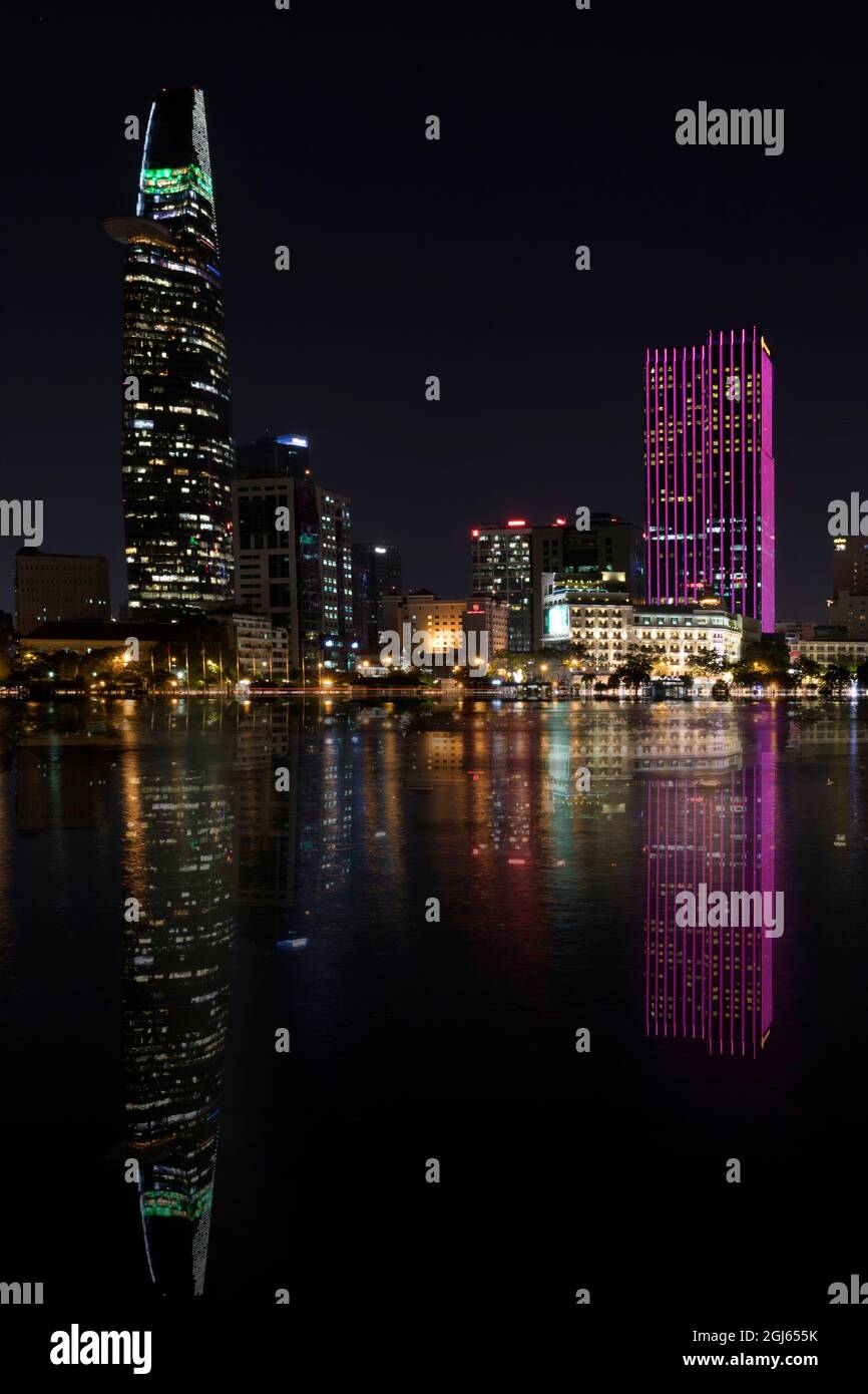 Saigon Harbor. River skyline at night. Vietnam Stock Photo - Alamy