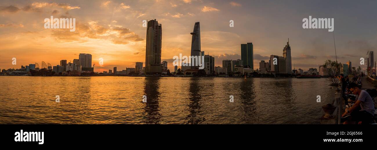 Saigon Harbor. River skyline at sunset. Vietnam Stock Photo - Alamy