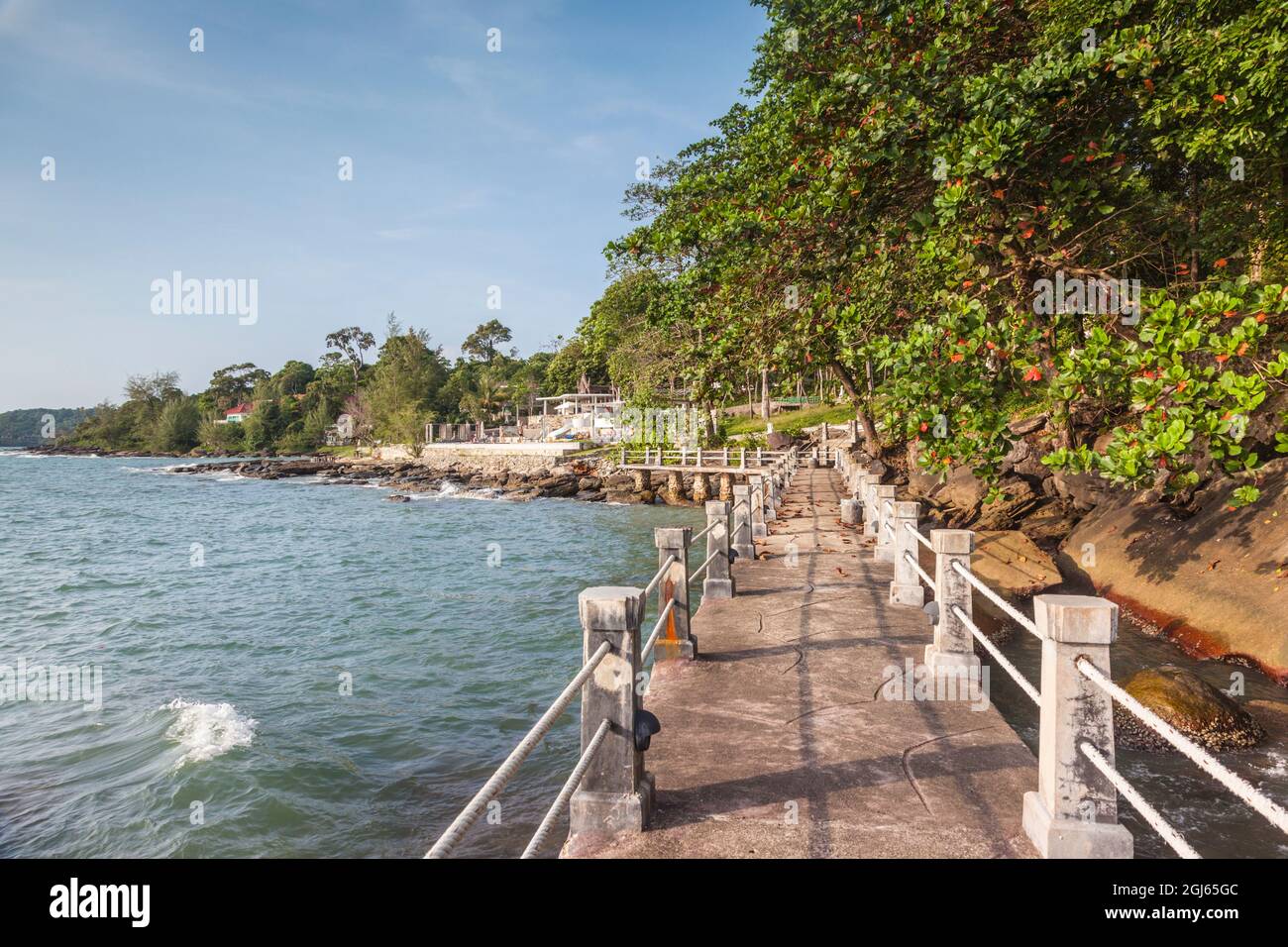 Cambodia, Sihanoukville. Independence Beach, beachfront walkway Stock ...