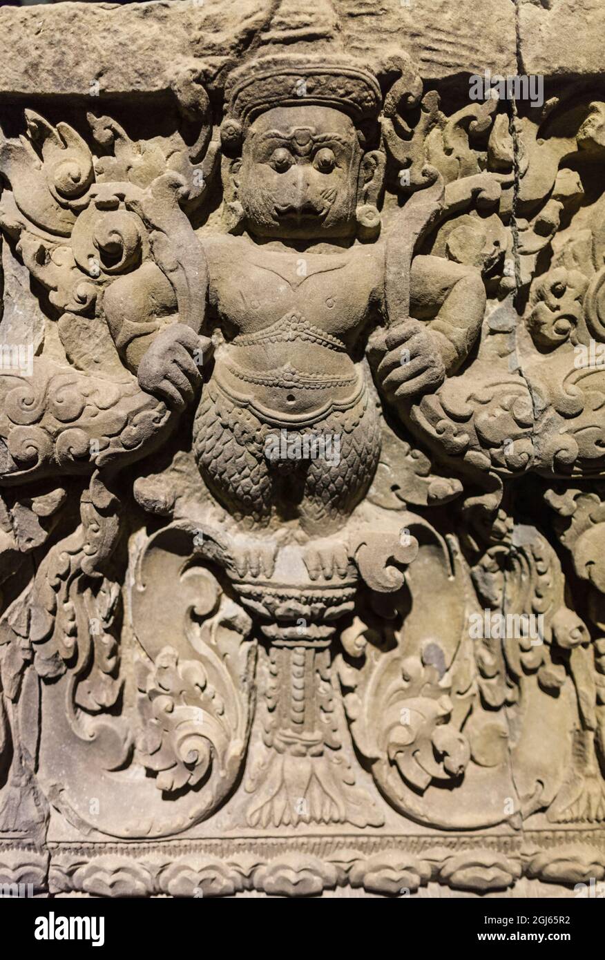 Cambodia, Siem Reap. Angkor National Museum, detail of Angkor-era frieze Stock Photo - Alamy