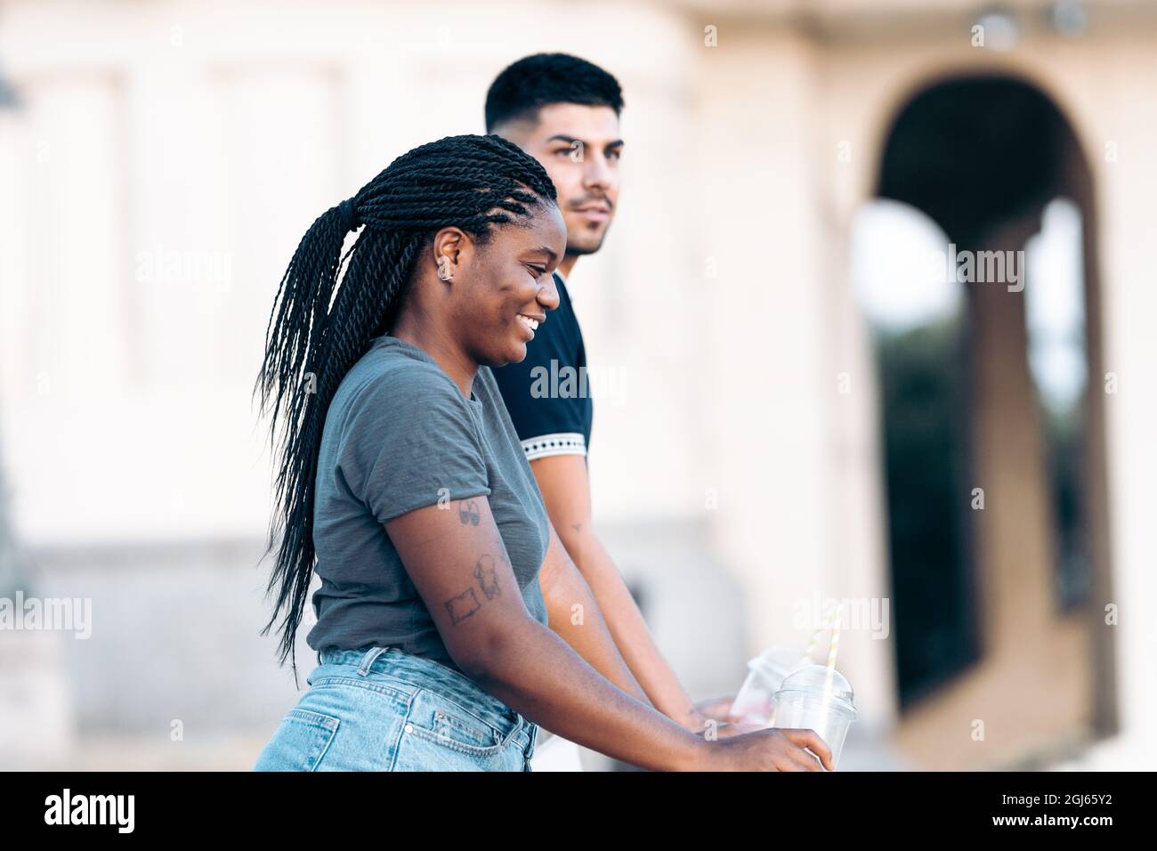 Lean on railing hi-res stock photography and images - Alamy