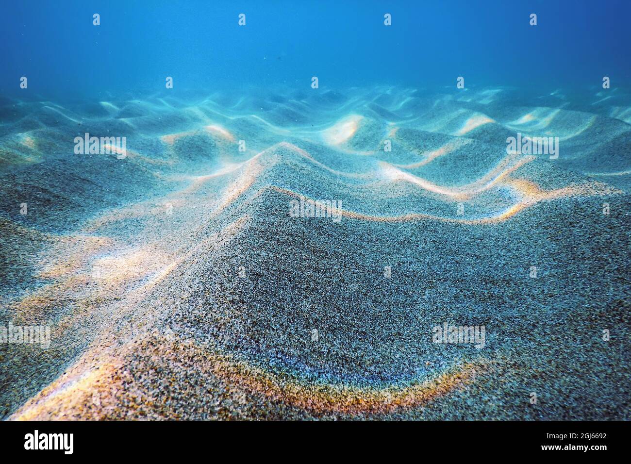 Sandy Sea Bottom Underwater Background, Underwater Blue Ocean Stock ...