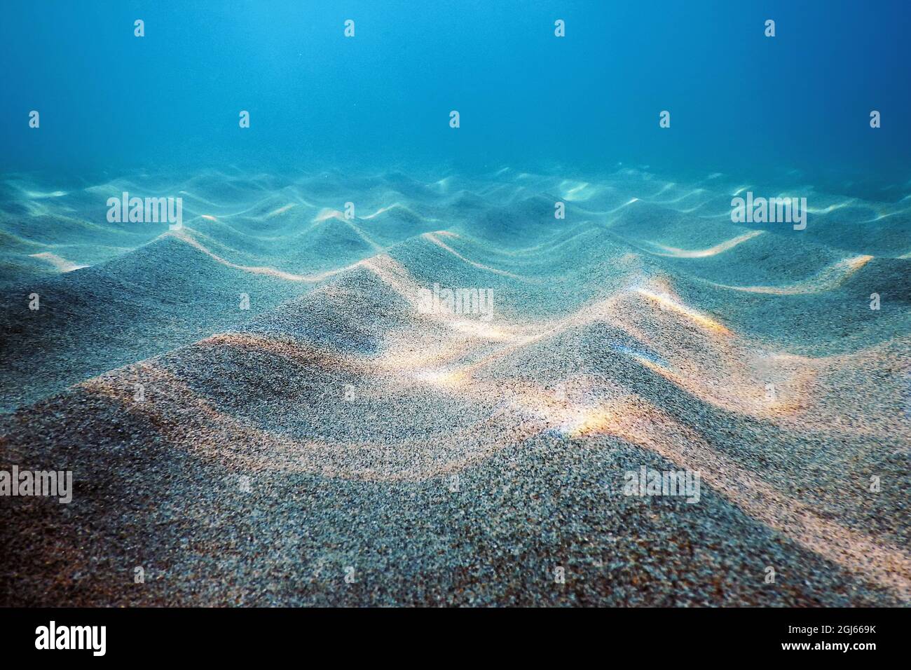 Sandy Sea Bottom Underwater Background, Underwater Blue Ocean Stock ...