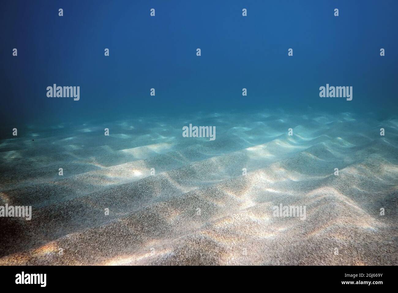 Sandy Sea Bottom Underwater Background, Underwater Blue Ocean Stock ...