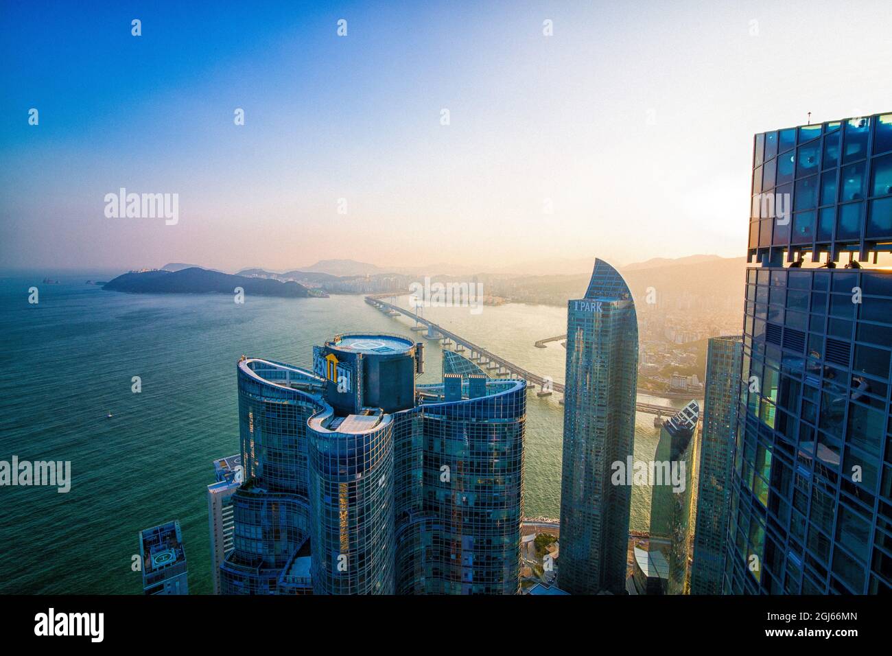 BUSAN, KOREA, SOUTH - Jul 26, 2014: A top of the Zenith Towers in Busan ...