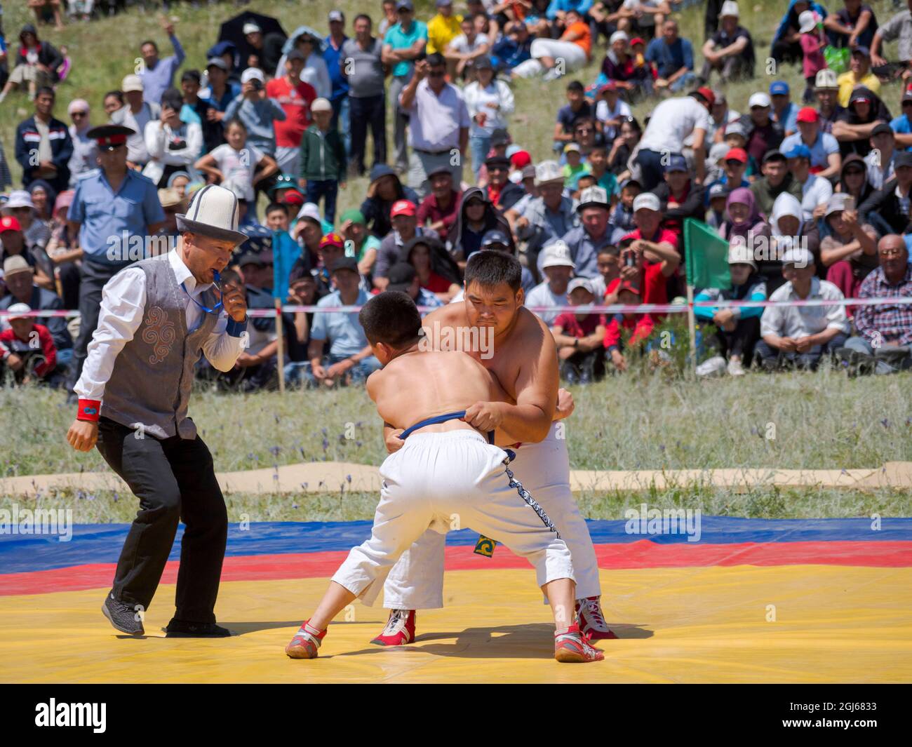 Kuresh, traditional Kyrgyz wrestling. Folk and Sport Festival ...