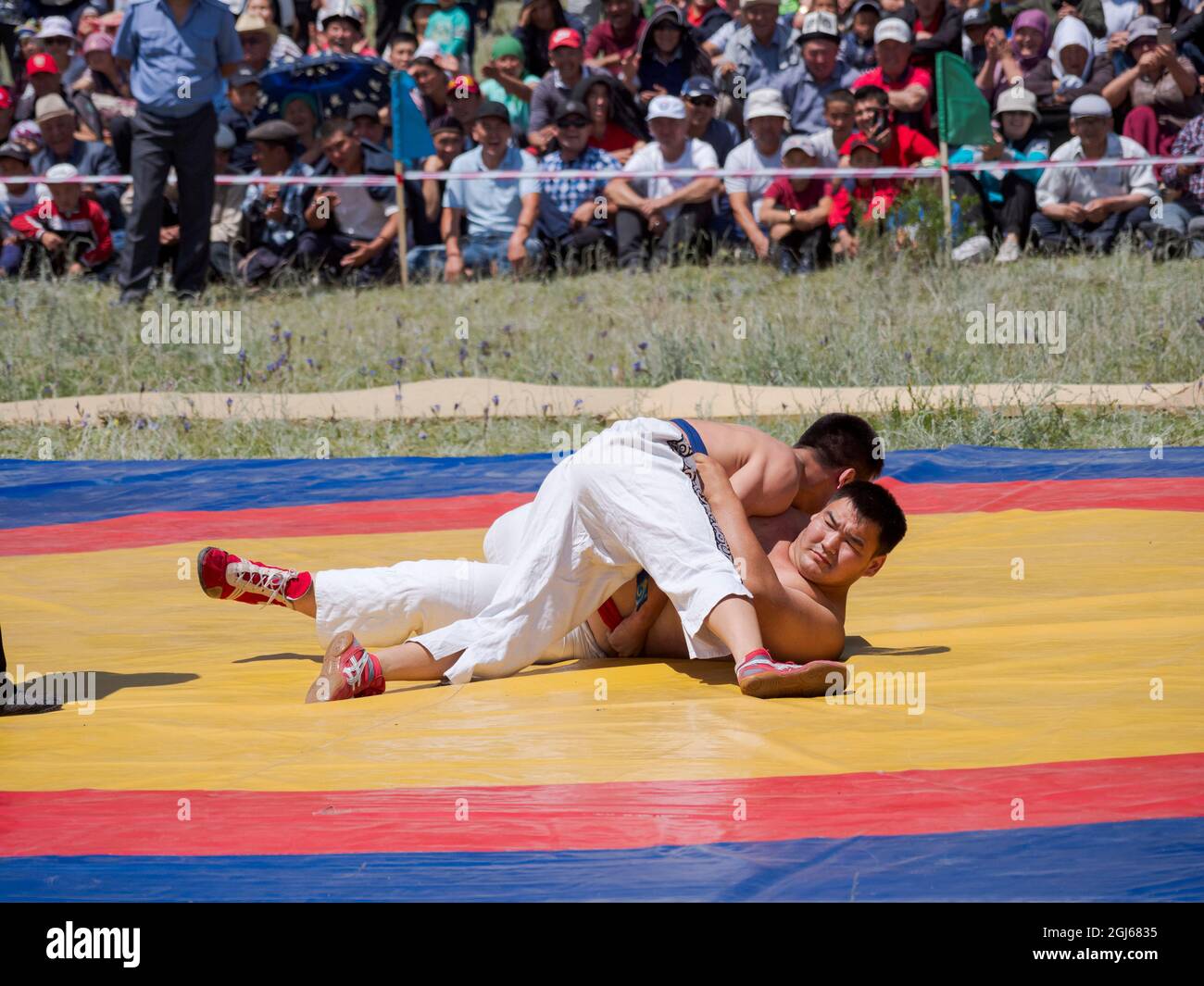 Kuresh, traditional Kyrgyz wrestling. Folk and Sport Festival ...