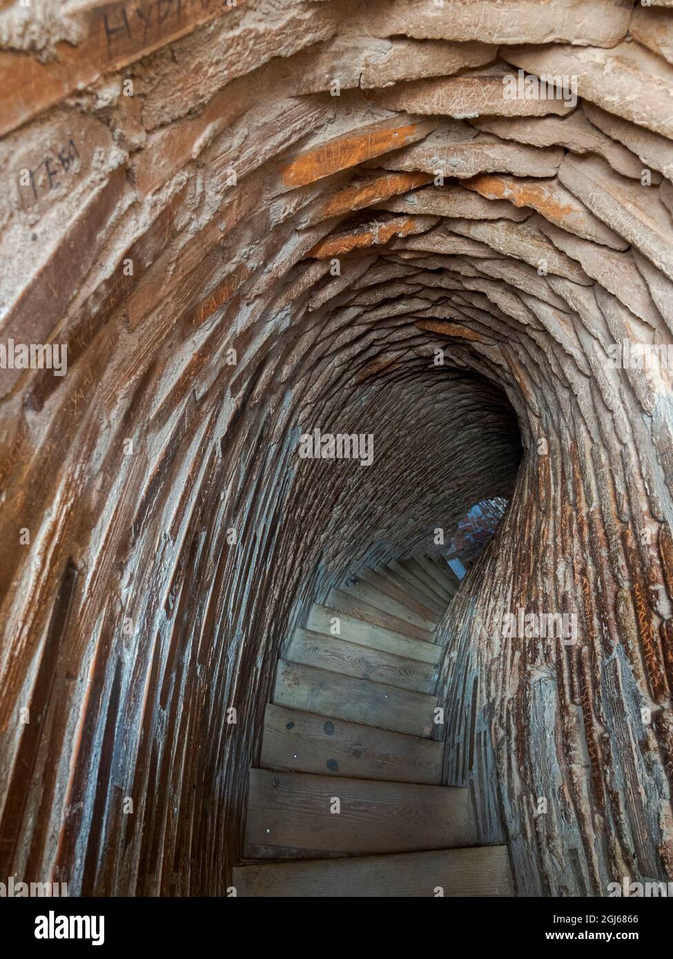 Staircase of Burana Tower, a former minaret and icon of Kyrgyzstan ...