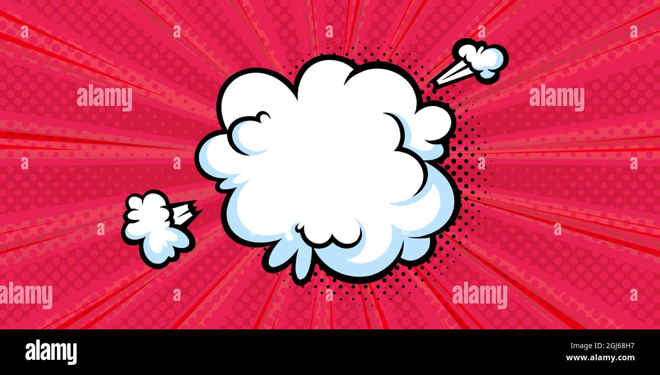 Pop art boom cloud in halftone background for sales and promotions. Red ...