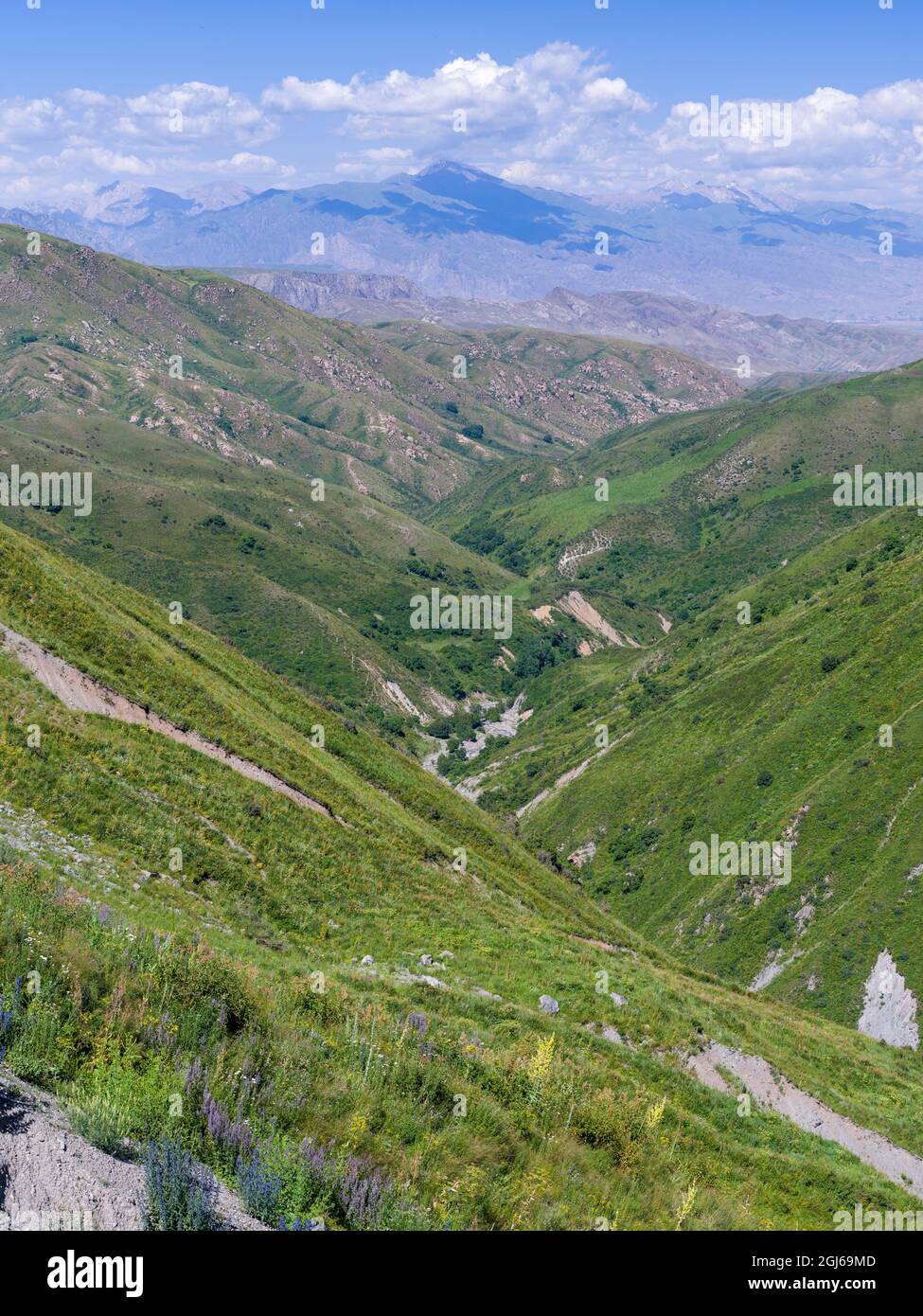 Landscape along the mountain road from Kazarman to mountain pass Urum ...