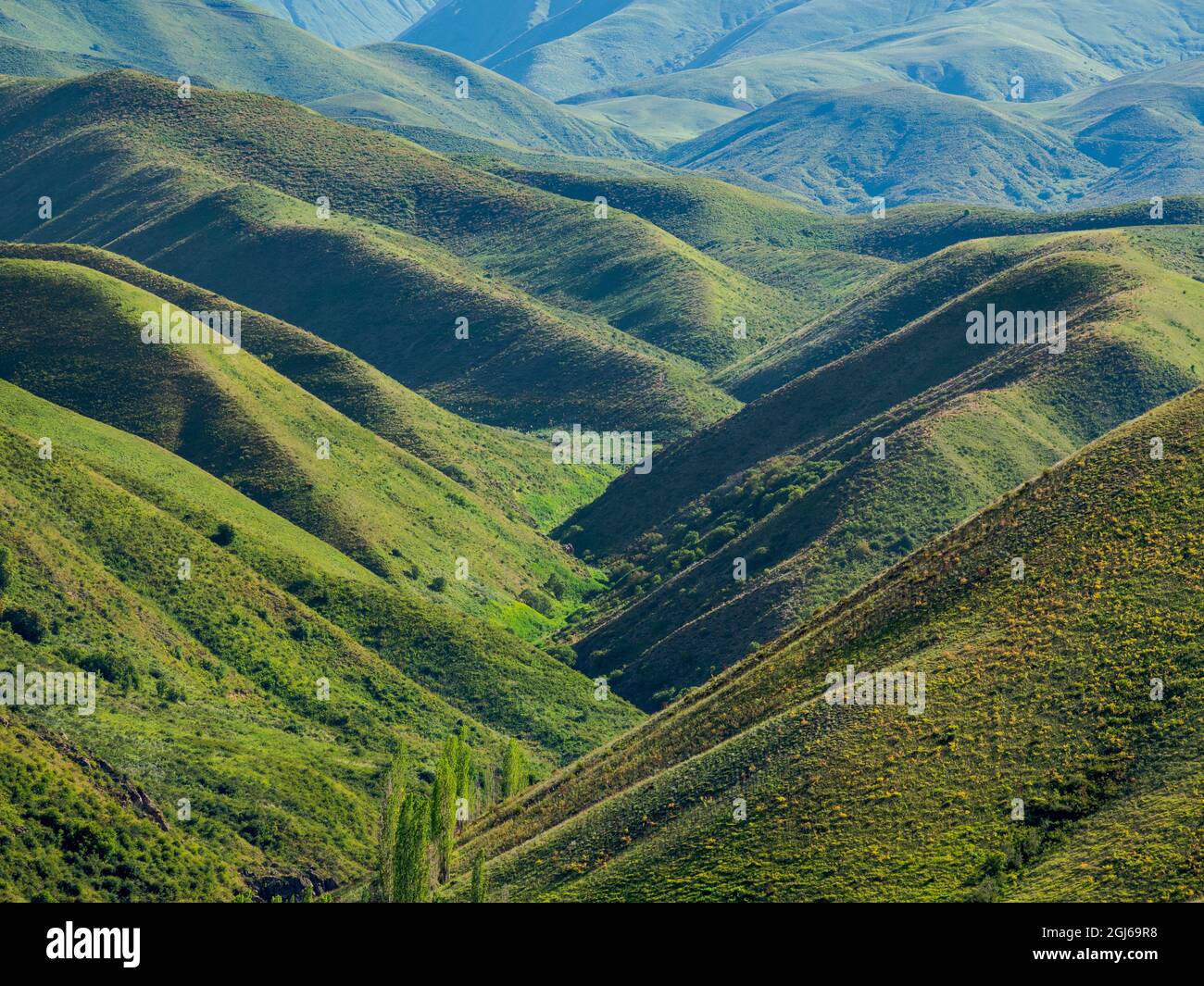 Landscape along the mountain road from Kazarman to mountain pass Urum ...
