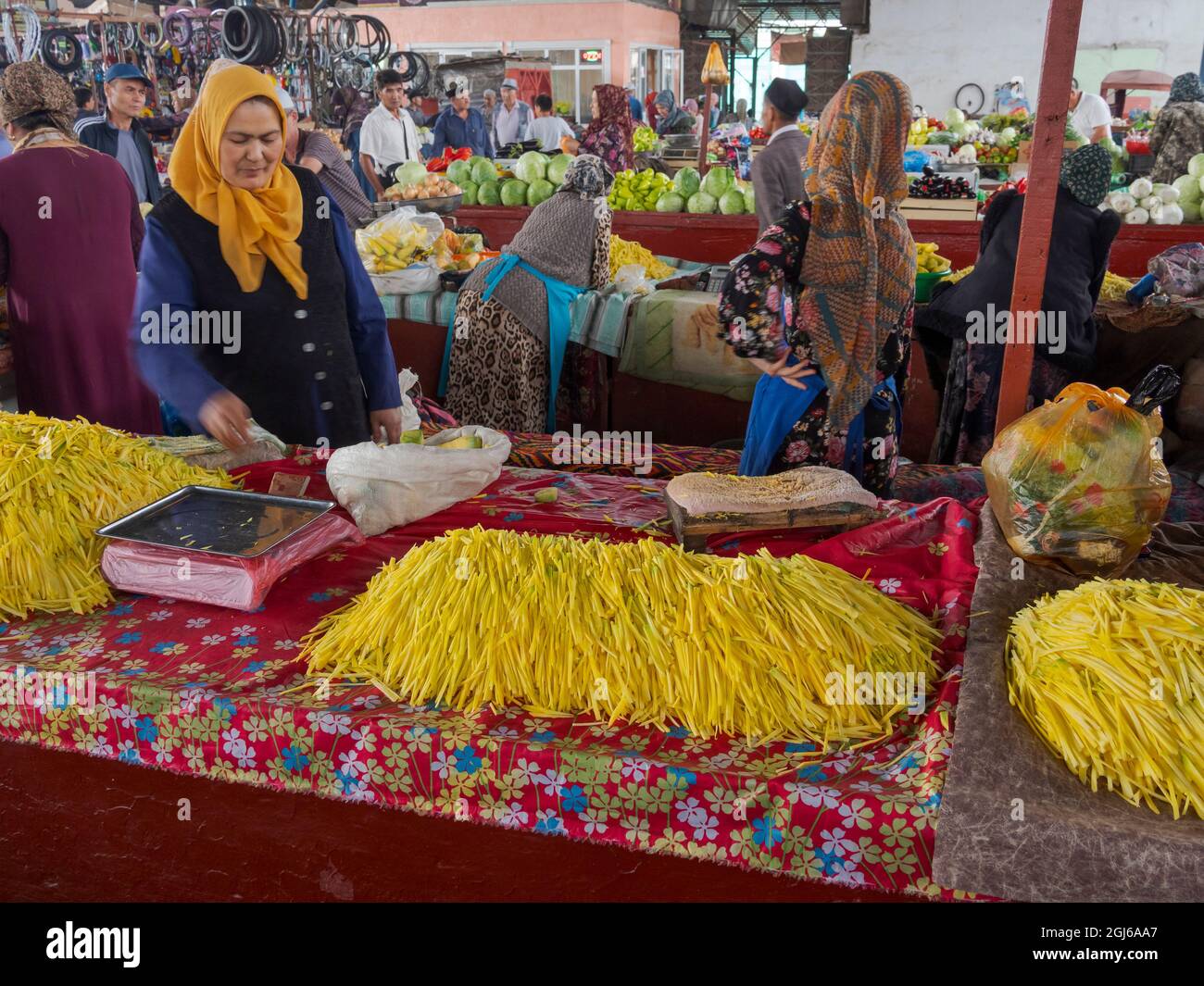 The traditional Bazaar. City Uzgen (Oesgoen, Usgen) close to the border ...