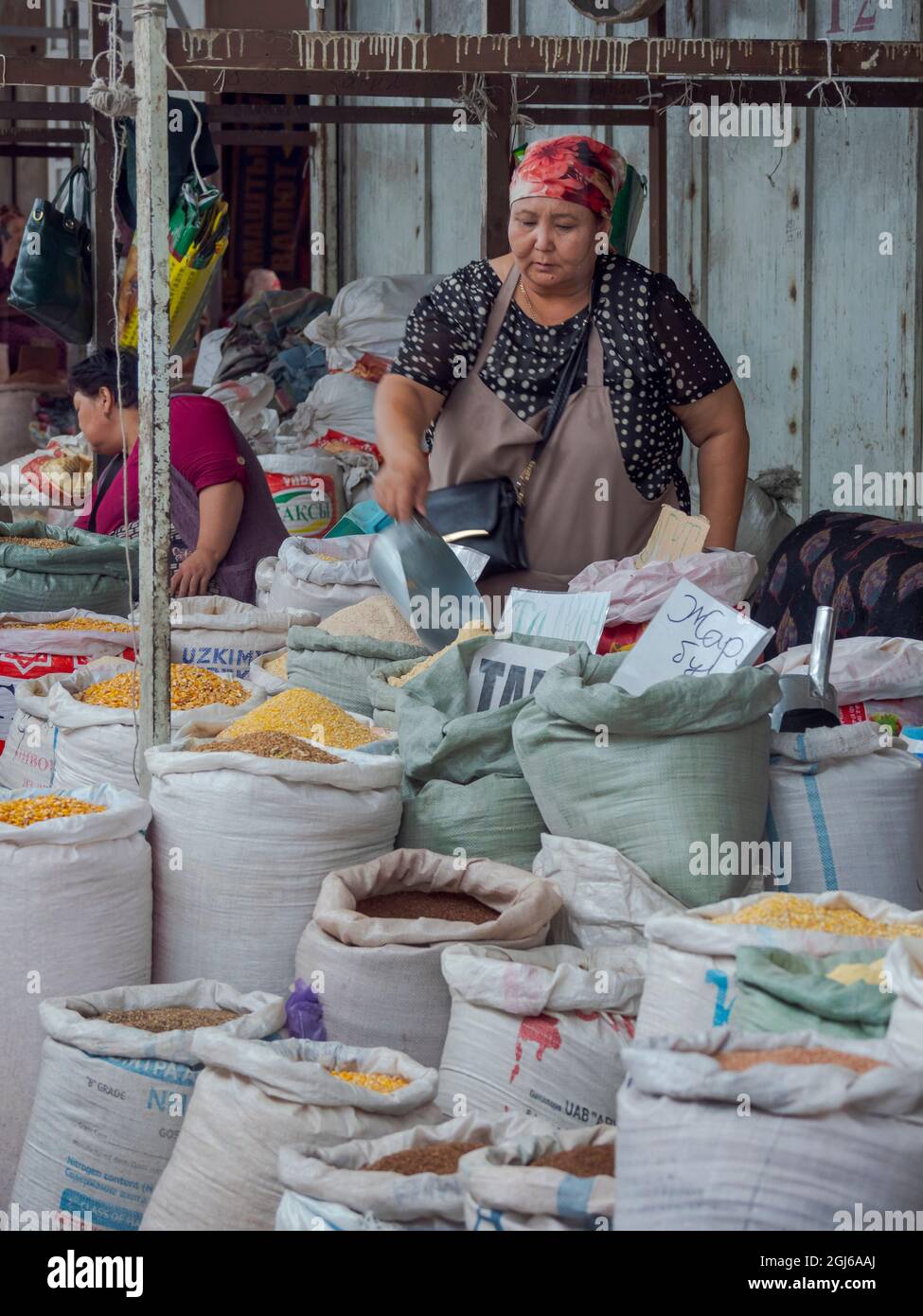 The traditional Bazaar. City Uzgen (Oesgoen, Usgen) close to the border ...