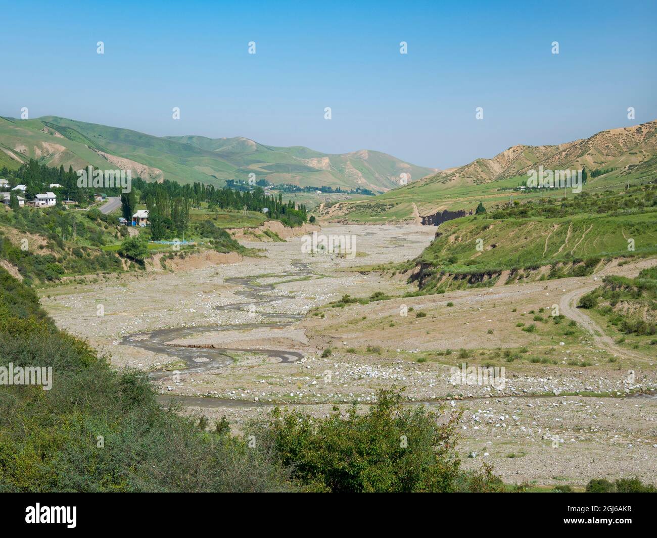Landscape along the Pamir Highway. The mountain range Tian Shan or ...