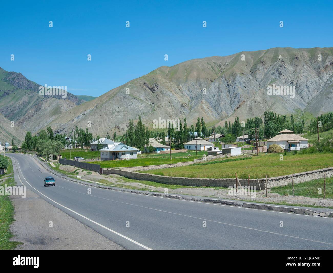 Landscape along the Pamir Highway. The mountain range Tian Shan or ...