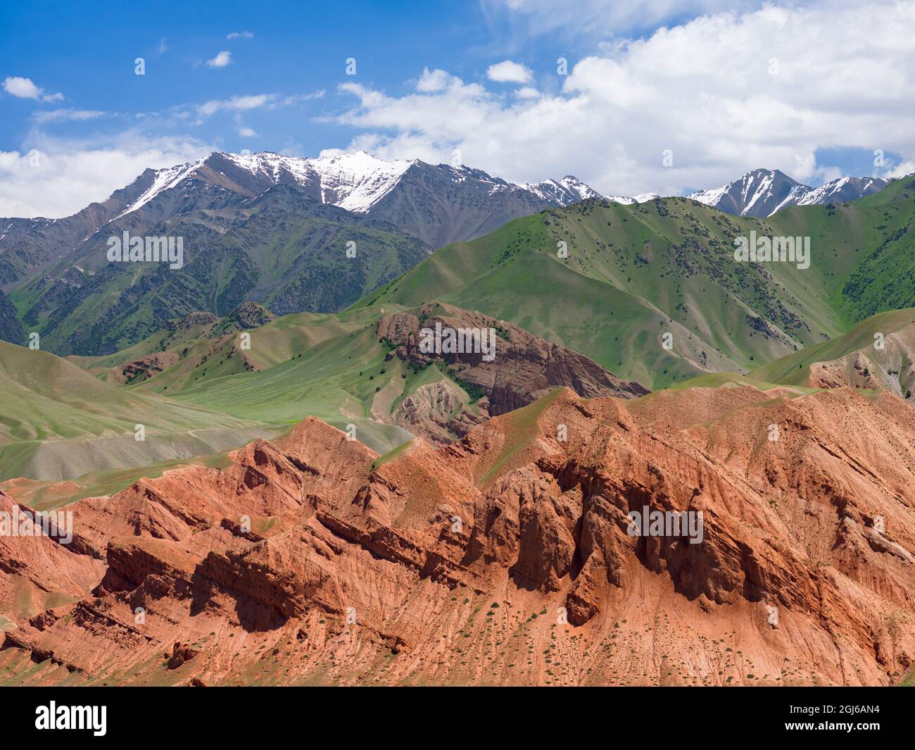 Landscape along the Pamir Highway. The mountain range Tian Shan or ...