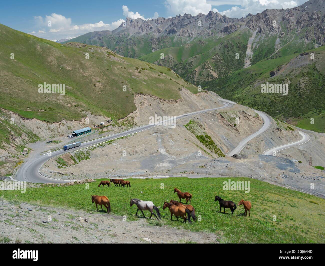 Taldyk mountain pass. Landscape along the Pamir Highway. The mountain ...