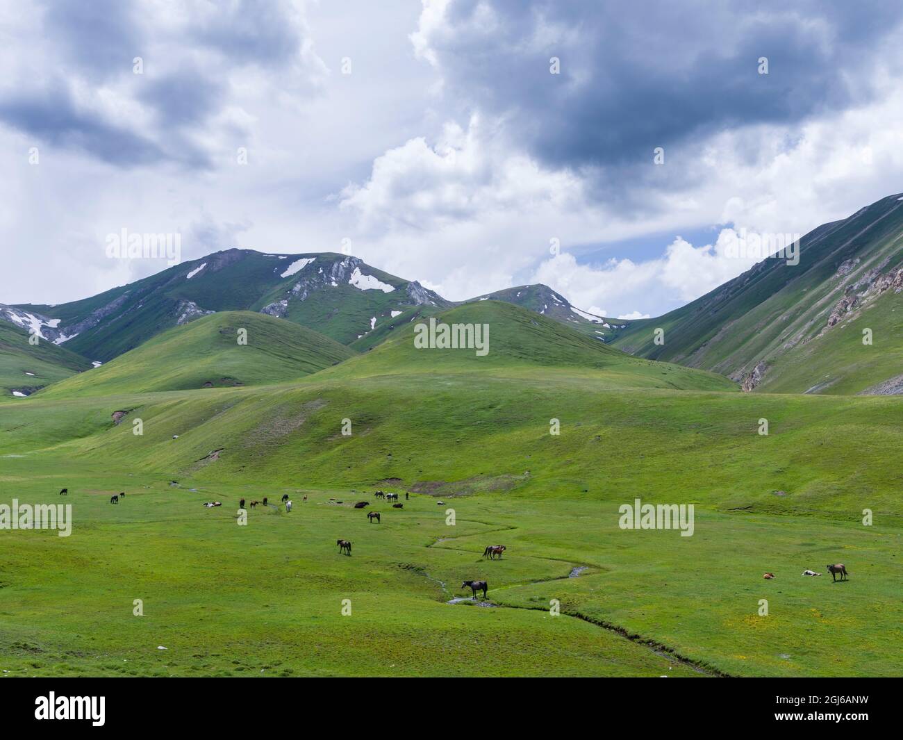 Landscape along the Pamir Highway. The mountain range Tian Shan or ...