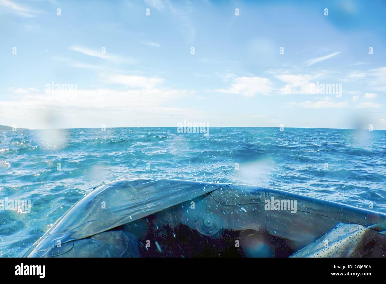 Inflatable Boat Breaking Sea Waves, Freedom and Movement Stock Photo ...