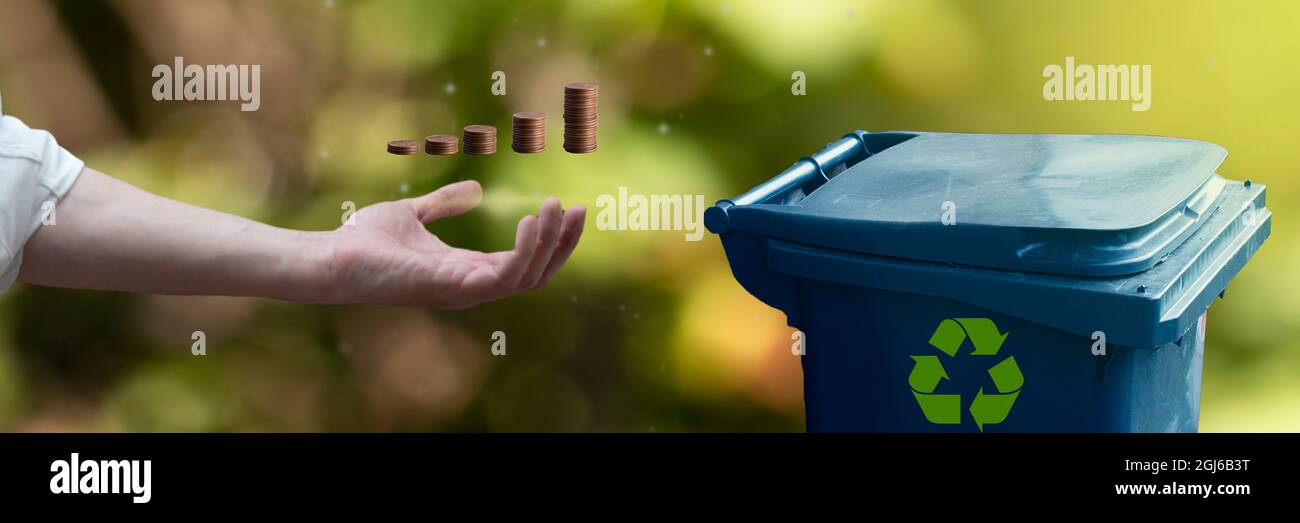Businessman hand holds stack of coins. Way to make money. Separate ...