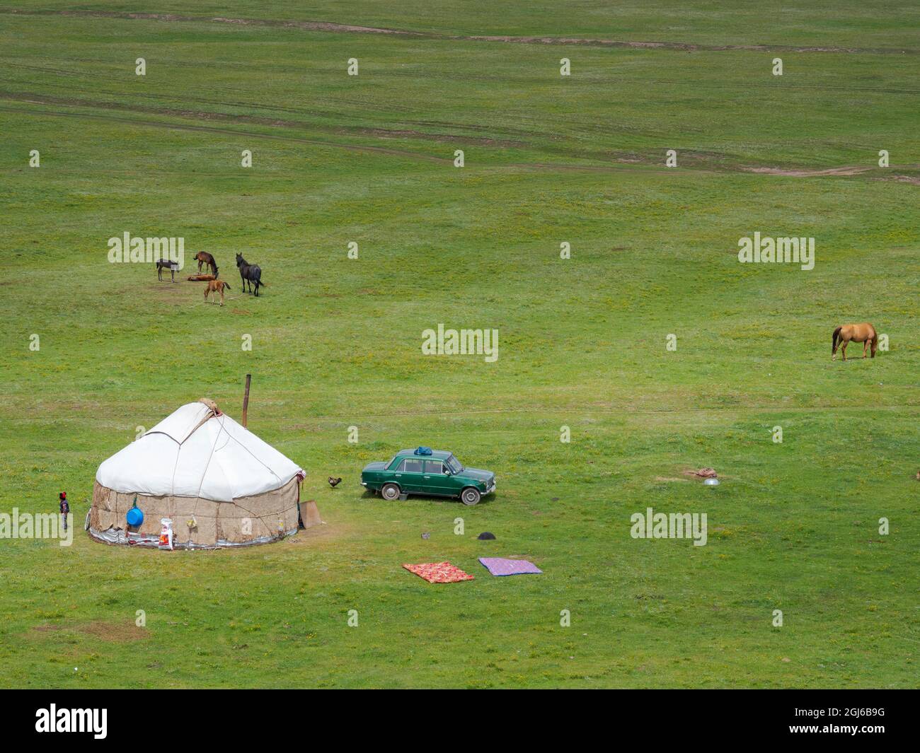 Traditional yurt the Alaj valley in the Pamir Mountains. Central Asia ...