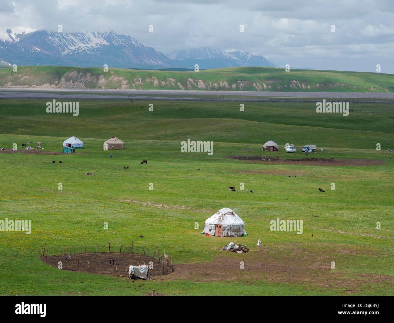 Traditional yurt the Alaj valley in the Pamir Mountains. Central Asia ...