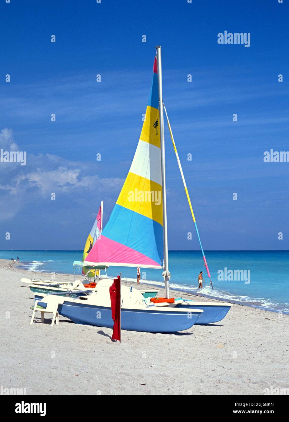 Catamaran on Miami Beach with views across the ocean, Miami, Florida ...