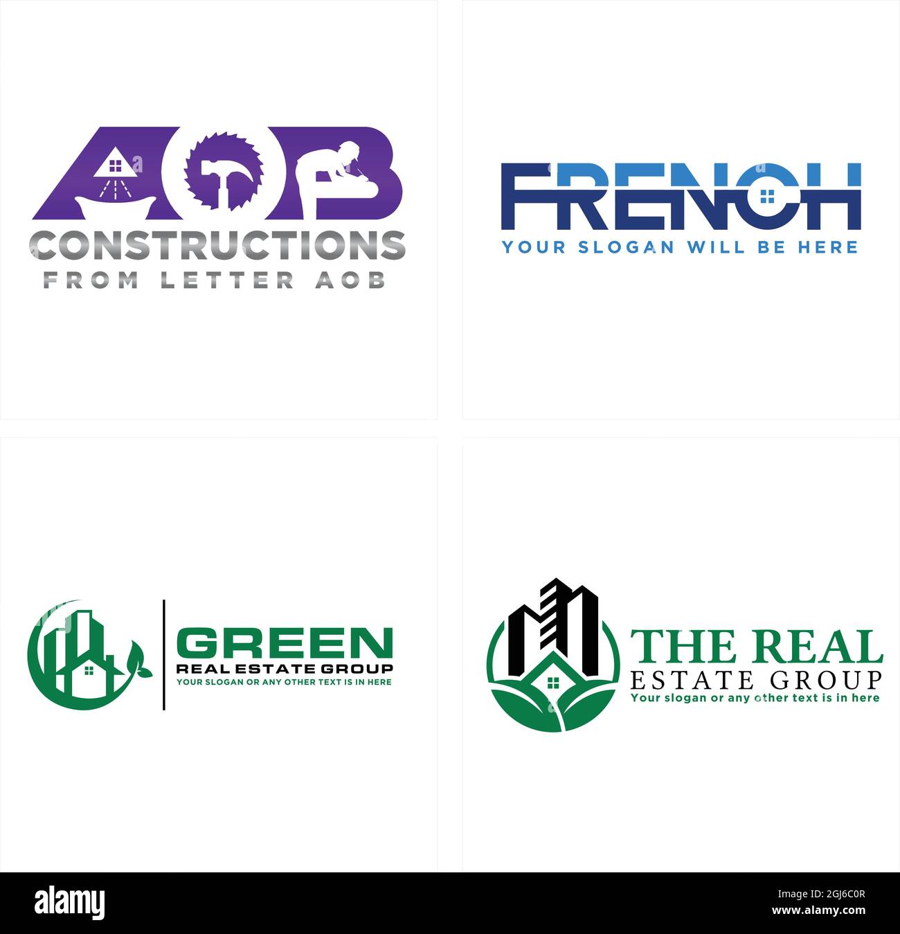 Construction repair home building eco friendly logo design Stock Vector ...
