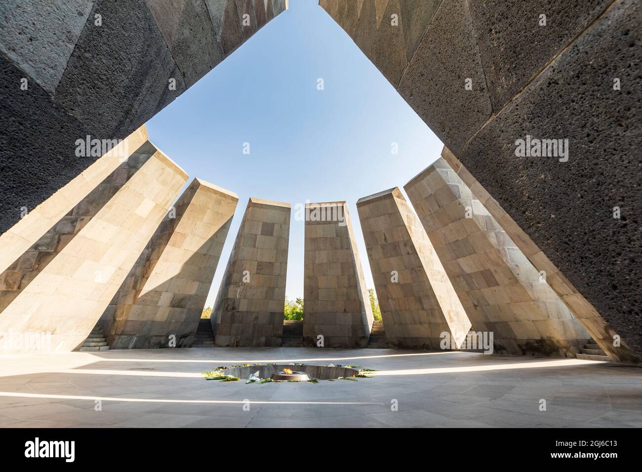 Yerevan, Yerevan Province, Armenia. The eternal flame with flowers, in ...