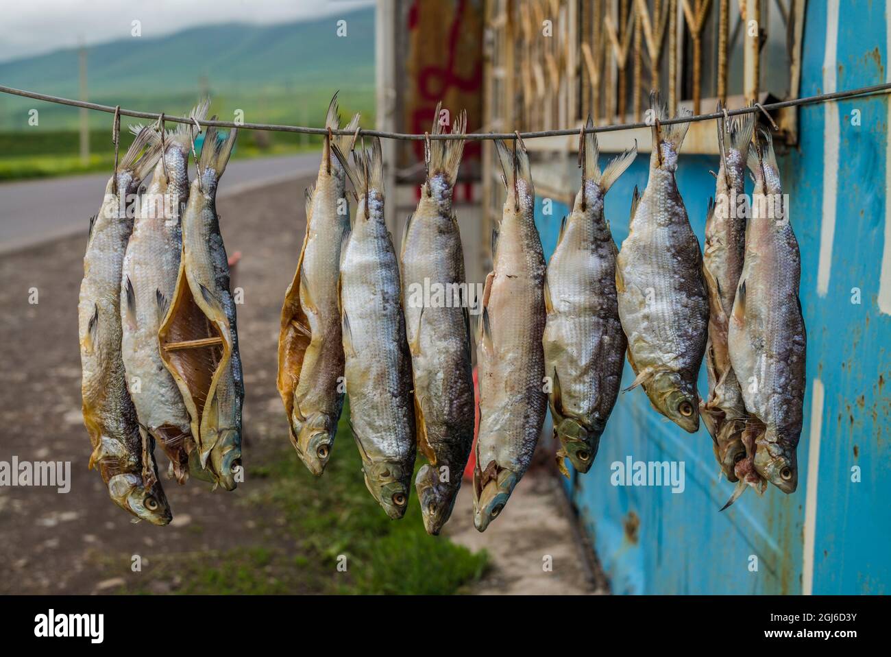 Armenia, Sevan. Fish shacks selling smoked fish Stock Photo - Alamy