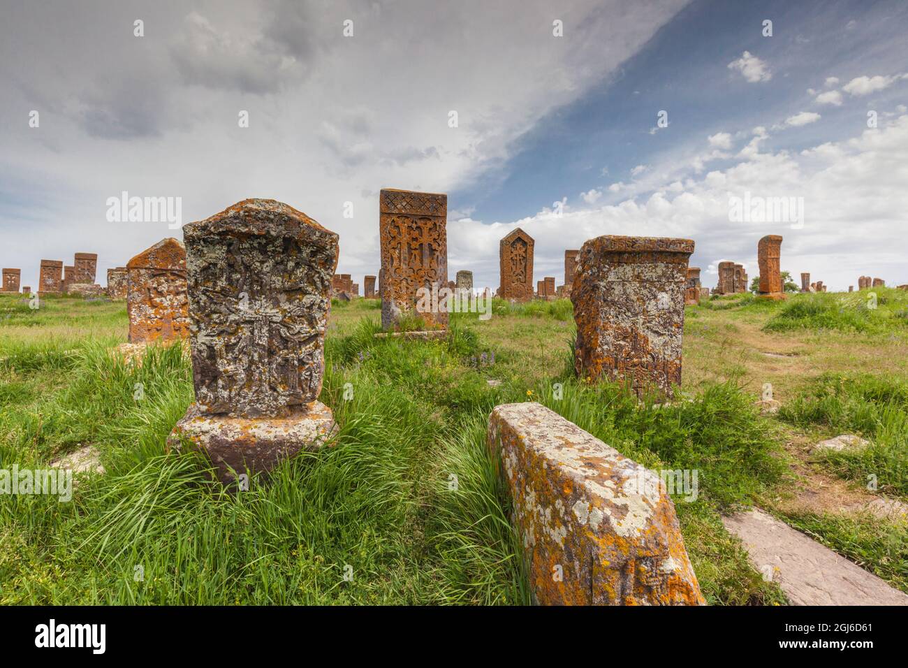 Armenia, Noratus. Town cemetery, ancient Khachkar monuments Stock Photo ...