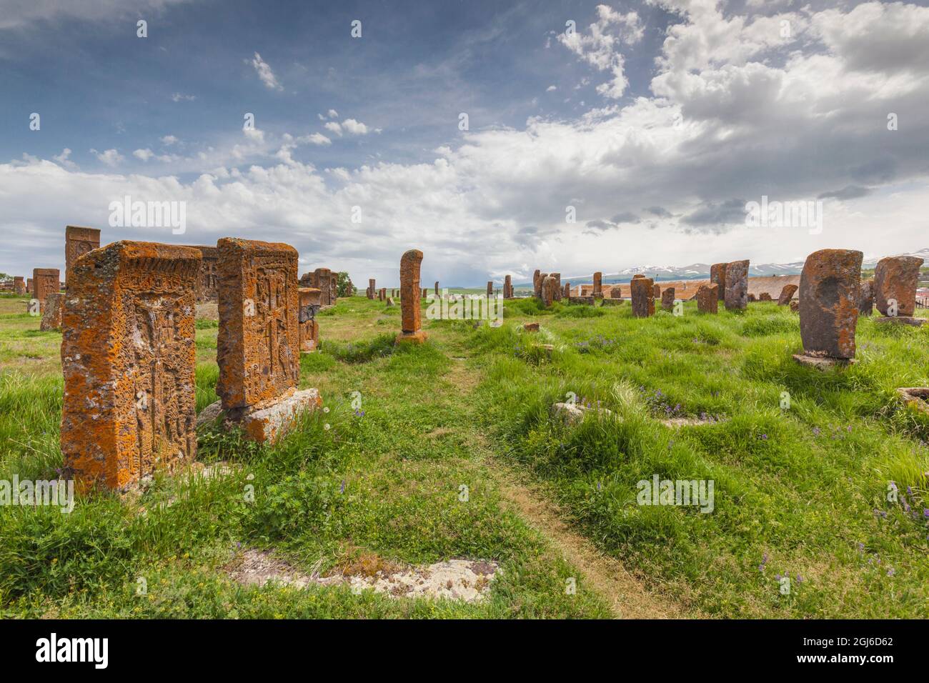Armenia, Noratus. Town cemetery, ancient Khachkar monuments Stock Photo ...