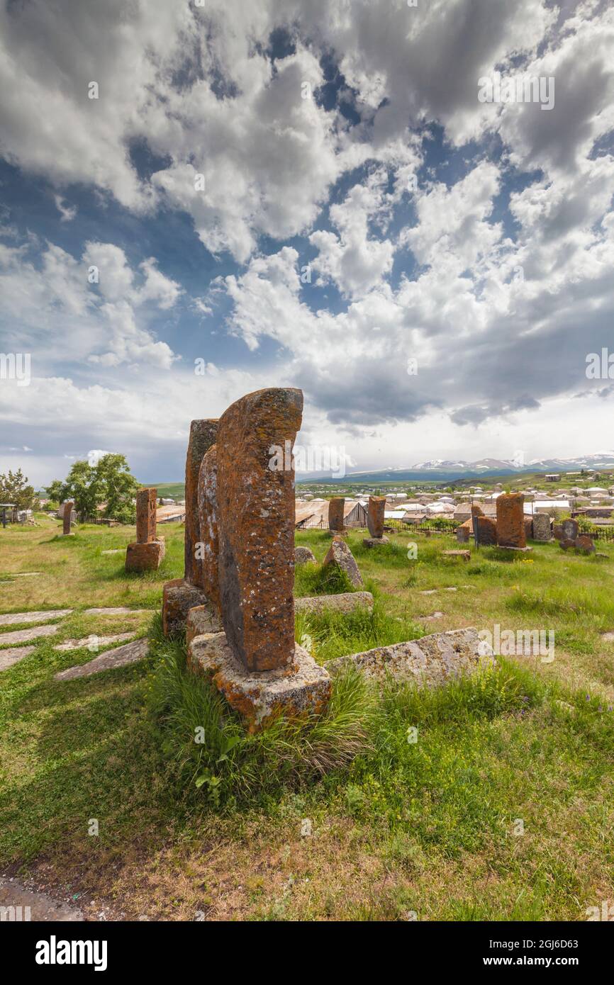 Armenia, Noratus. Town cemetery, ancient Khachkar monuments Stock Photo ...