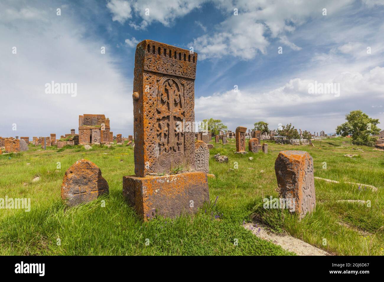 Armenia, Noratus. Town cemetery, ancient Khachkar monuments Stock Photo ...