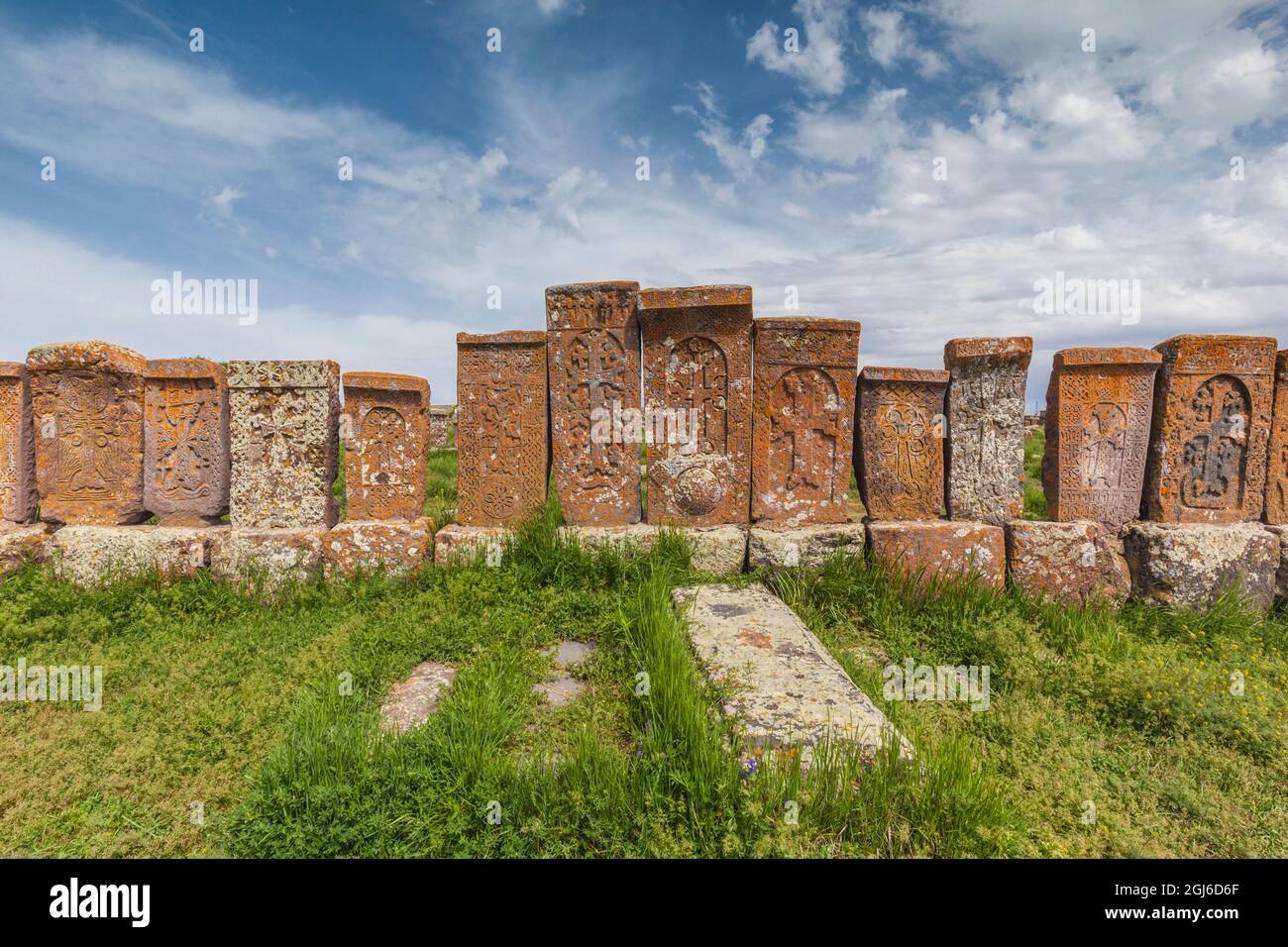 Armenia, Noratus. Town cemetery, ancient Khachkar monuments Stock Photo ...