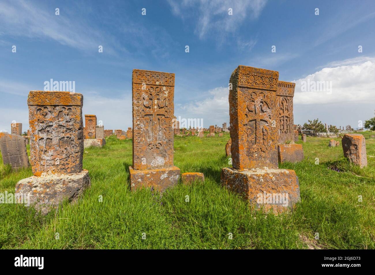 Armenia, Noratus. Town cemetery, ancient Khachkar monuments Stock Photo ...