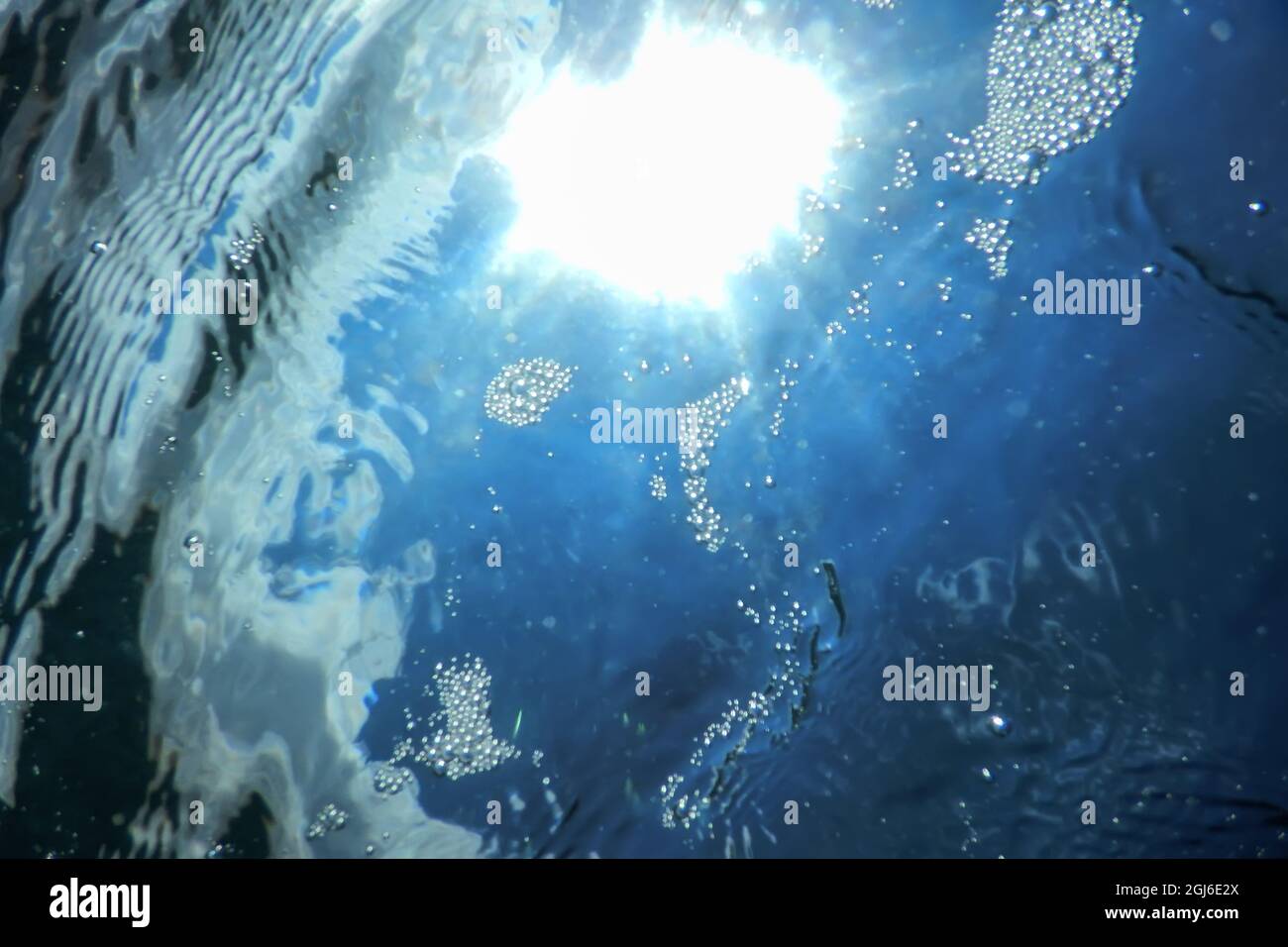 Blue Underwater Surface and Ripples, Underwater Sun Rays Background ...