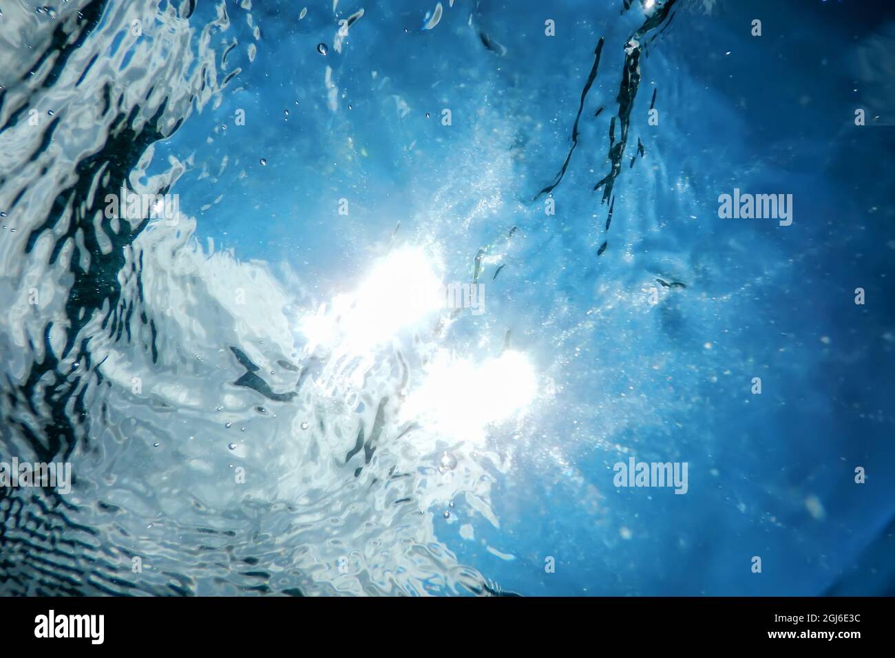 Blue Underwater Surface and Ripples, Underwater Sun Rays Background ...