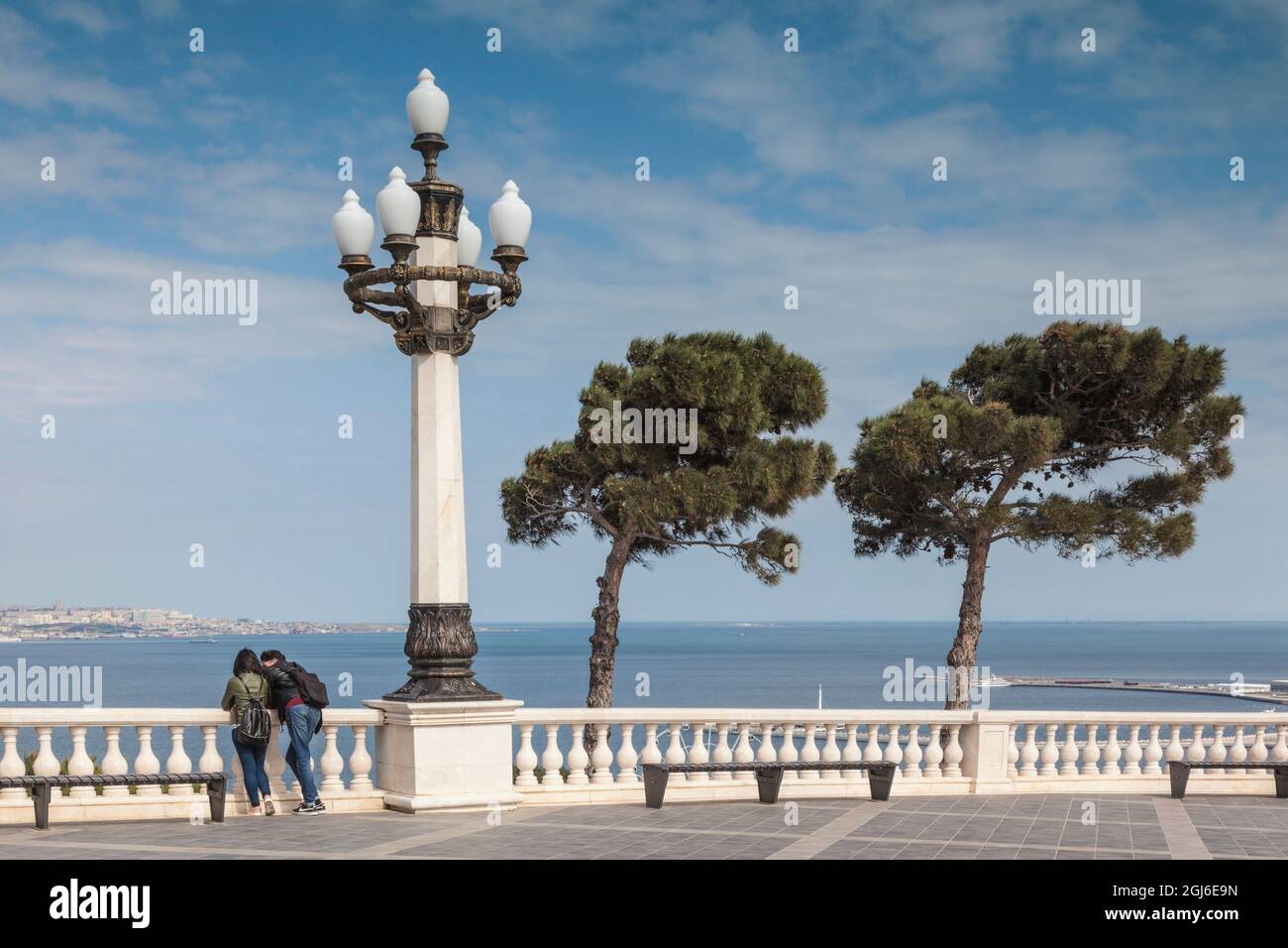 Azerbaijan, Baku. Western Viewpoint City Park with visitors Stock Photo ...