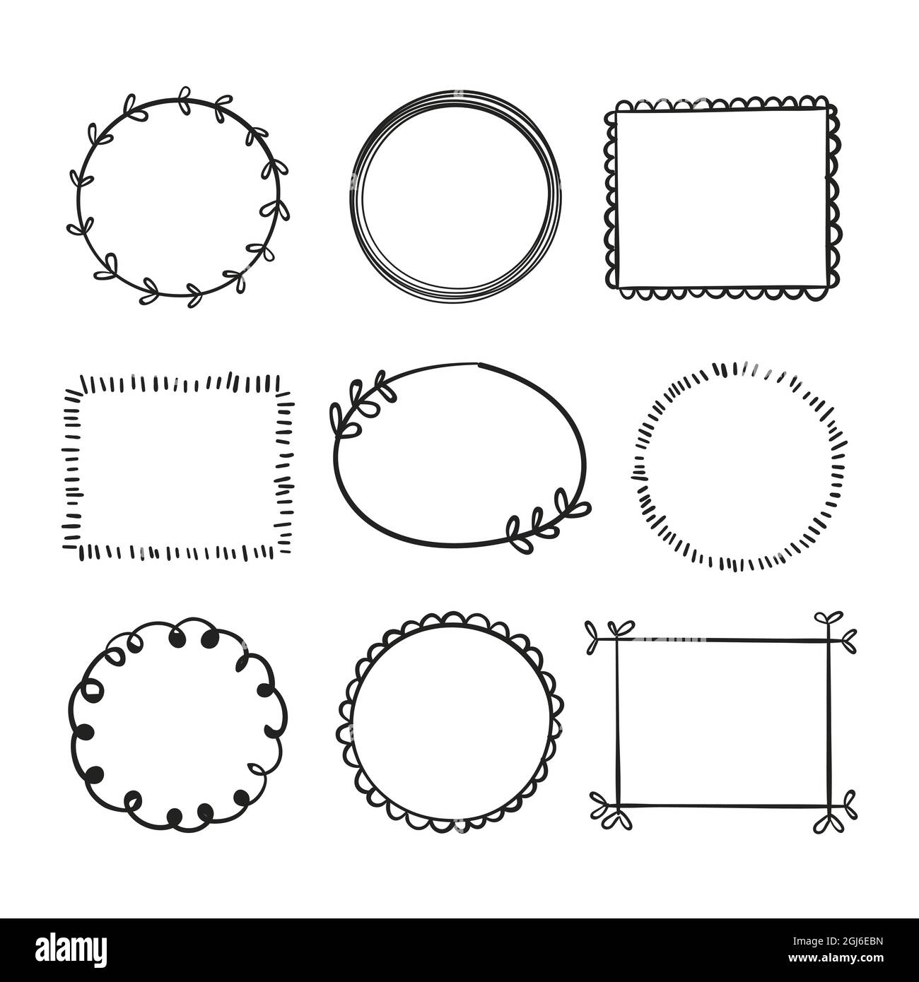 Hand drawn doodle frames set Vector illustration Stock Vector Image ...