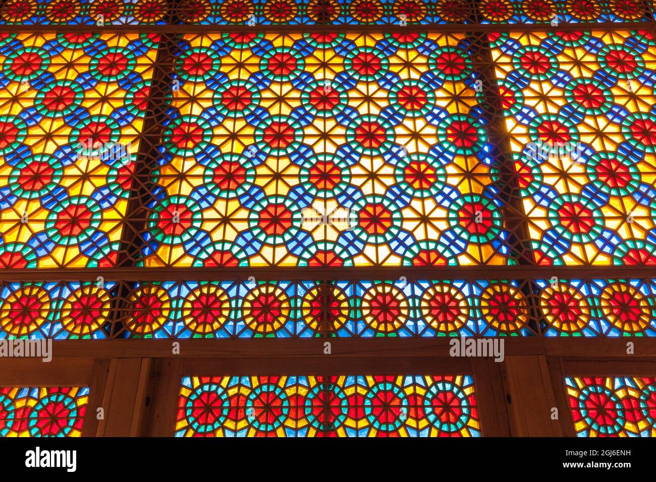 Azerbaijan, Sheki. Winter Palace, 18th century, traditional stained ...