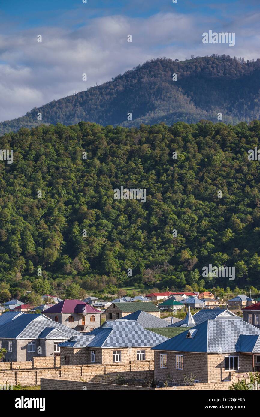 Azerbaijan, Qabala, Gabala. Caucasus Mountains and town Stock Photo - Alamy