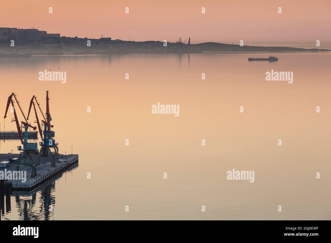 Azerbaijan, Baku. View of the Port of Baku Stock Photo - Alamy