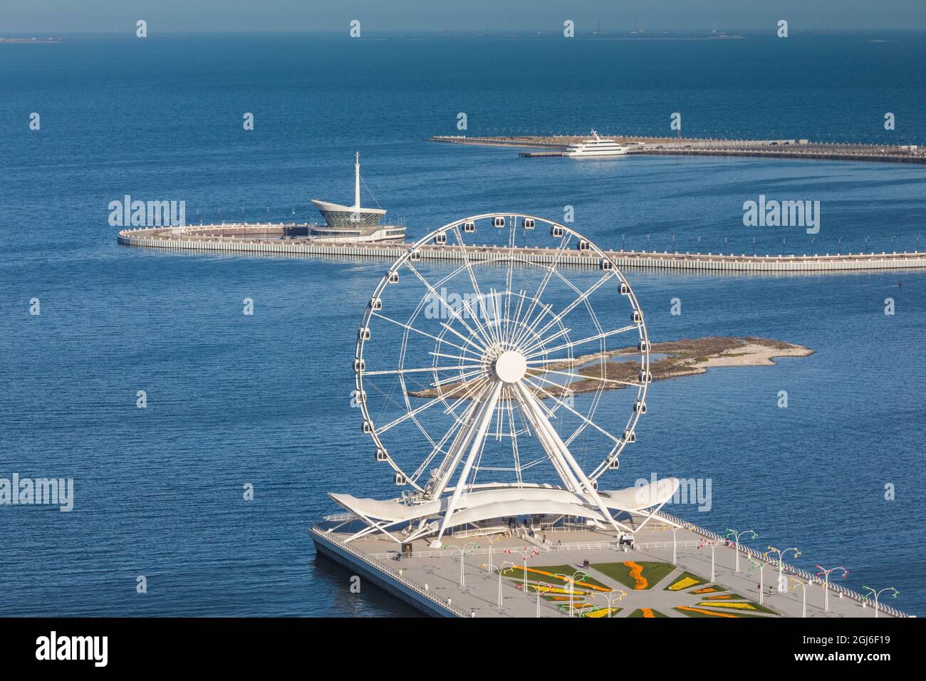 Azerbaijan, Baku. Bulvar Promenade, Baku Eye Ferris Wheel Stock Photo ...