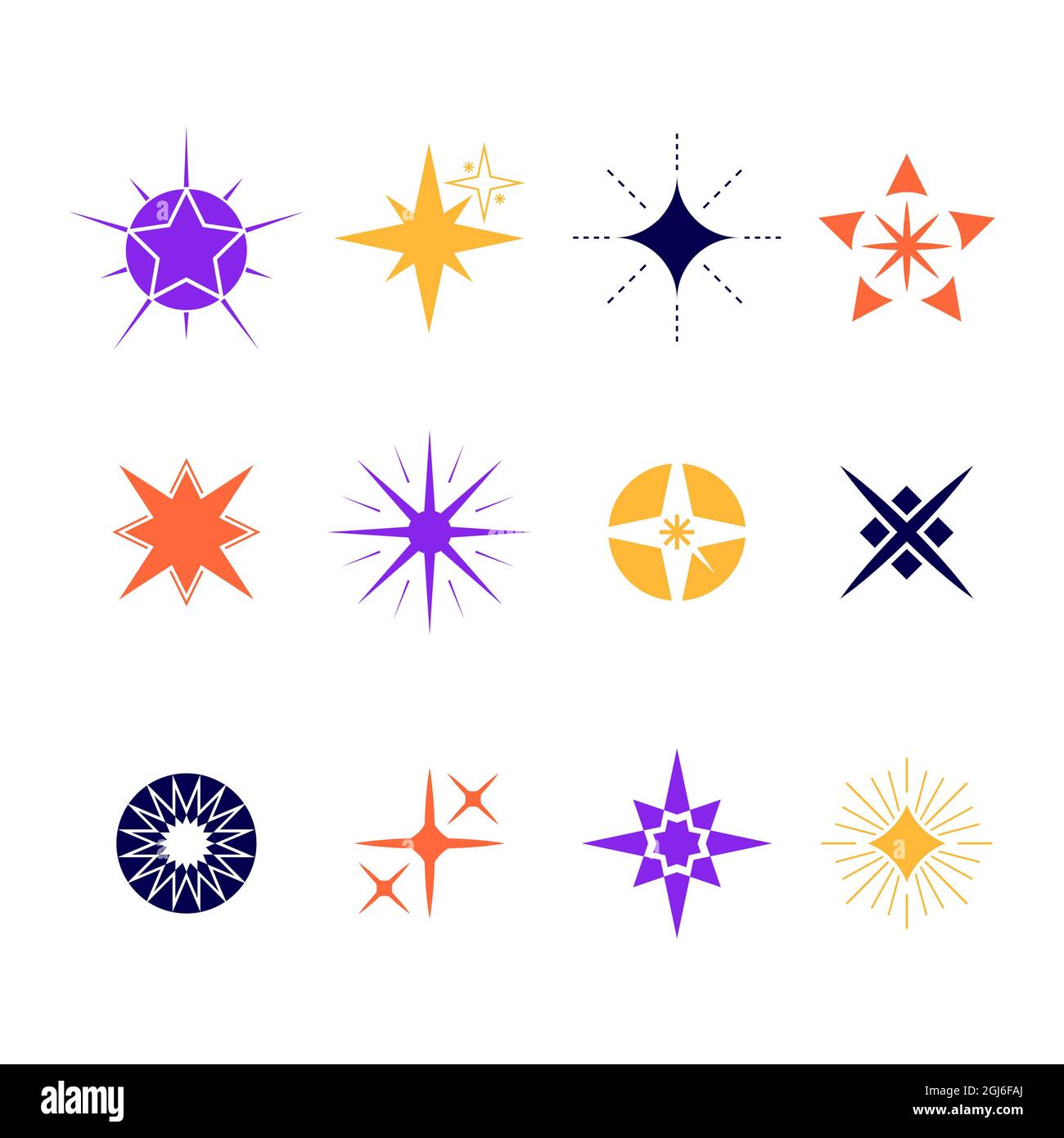 Flat sparkling stars set Vector illustration Stock Vector Image & Art - Alamy