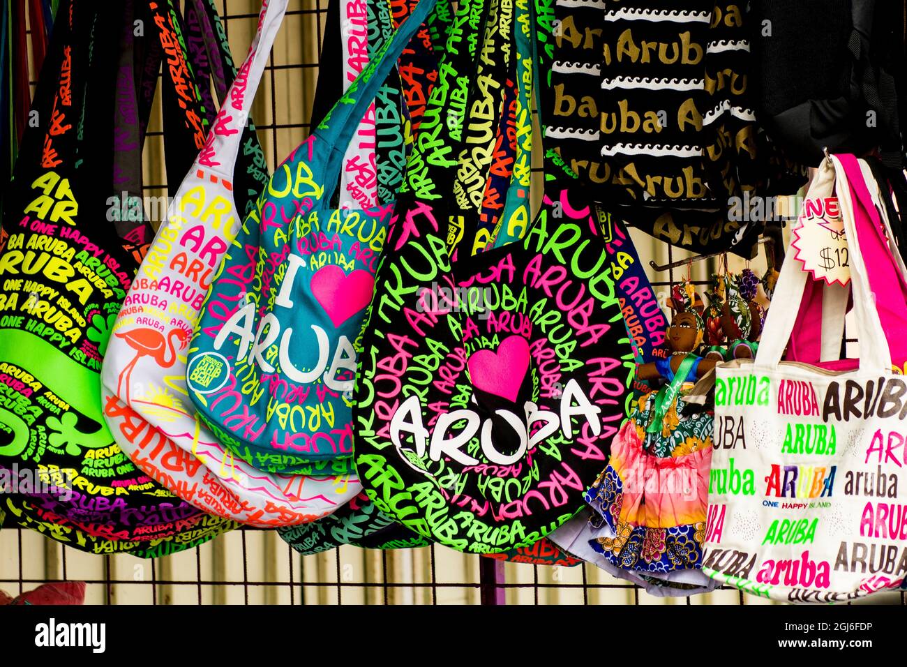 Souvenirs at the local market in Oranjestad, Aruba Stock Photo - Alamy