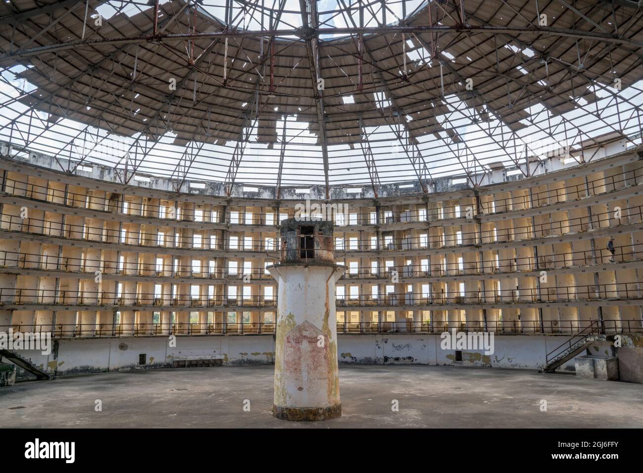 Cuba. The old ruins of the prison Modelo on the Isle of Youth in the ...