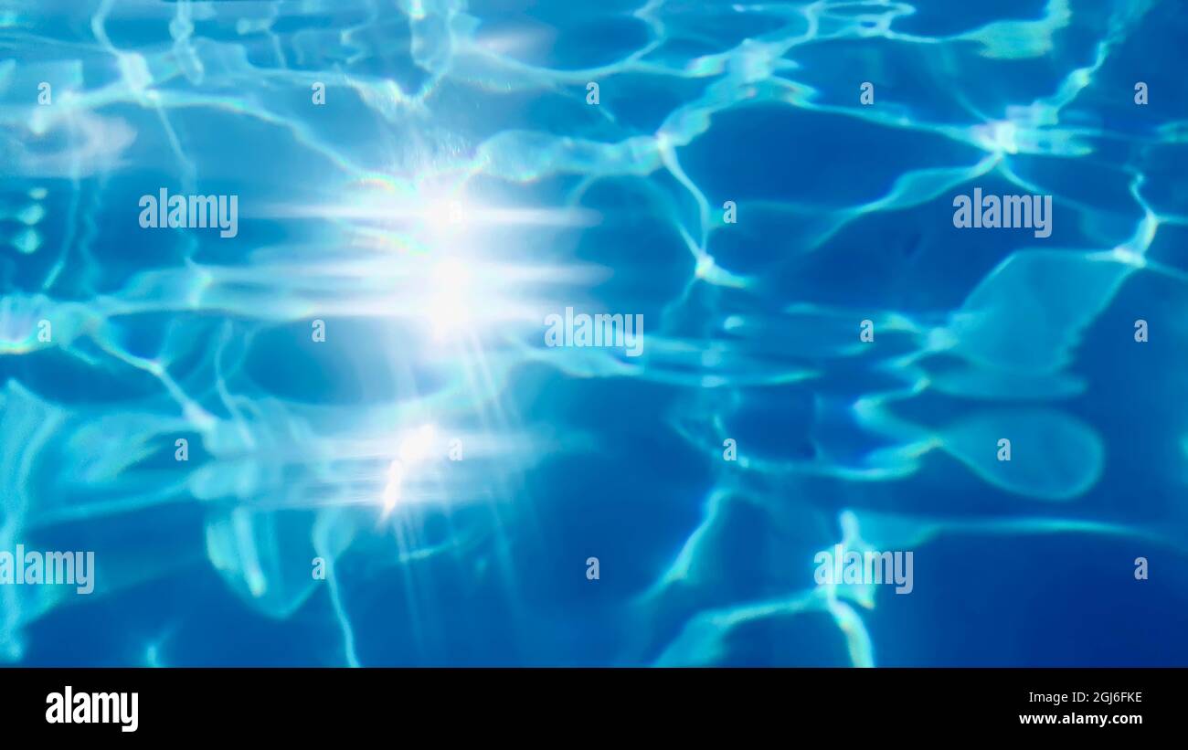 Blue Ripple Water Background, Swimming Pool Water Sun Reflection Stock ...