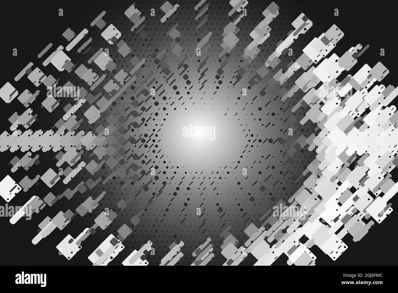 Simple gray-scale geometries forming a 3d effect of a vortex. Dark ...